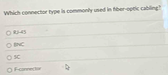 Solved: Which connector type is commonly used in fiber-optic cabling ...