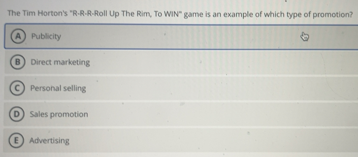 Solved: The Tim Horton's "R-R-R-Roll Up The Rim, To WIN" game is an ...