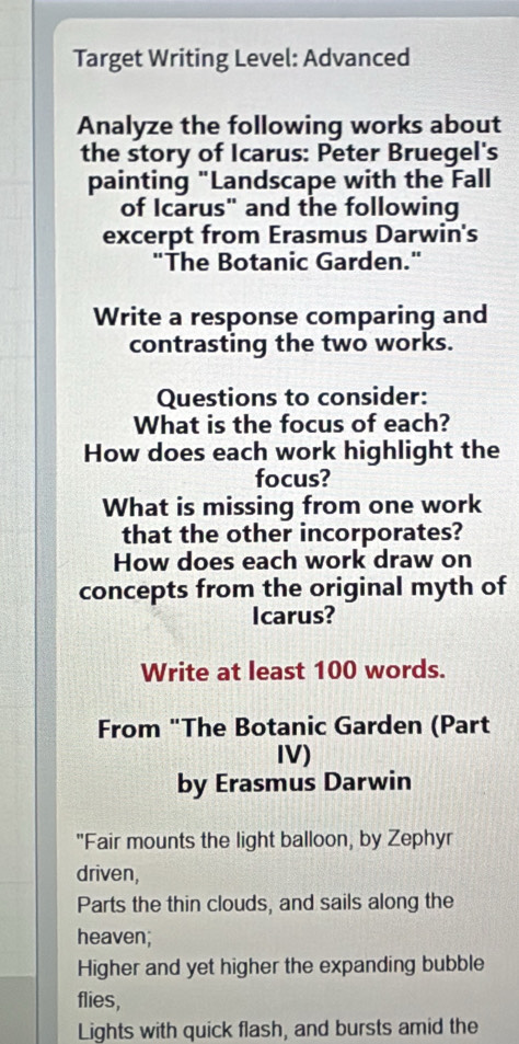 Solved: Target Writing Level: Advanced Analyze the following works ...