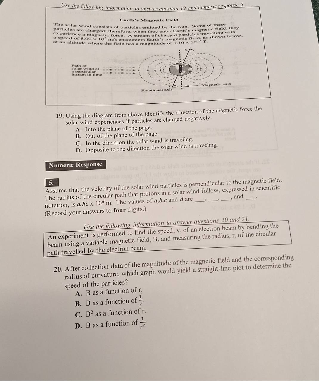 Solved: Use the following information to answer question 19 and numeric ...