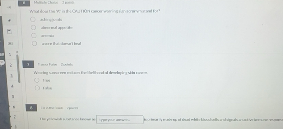 Solved: What does the "A" in the CAUTION cancer warning sign acronym ...