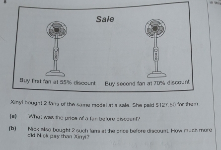 Solved: in this Sale Buy first fan at 55% discount Buy second fan at 70 ...