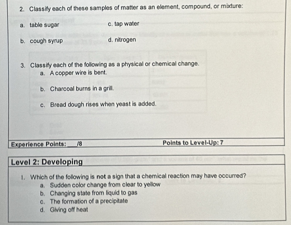 Solved: Classify each of these samples of matter as an element ...