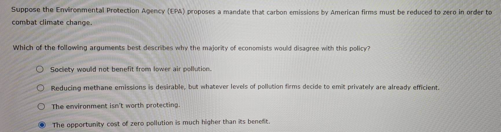 Solved: Suppose the Environmental Protection Agency (EPA) proposes a ...