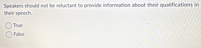 Solved: Speakers should not be reluctant to provide information about ...