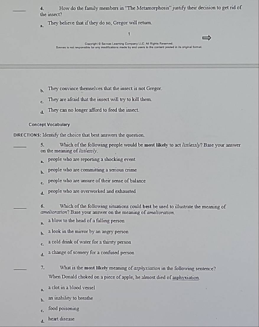Solved: How do the family members in ''The Metamorphosis'' justify ...
