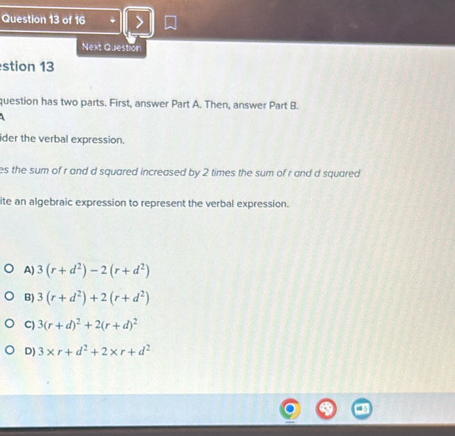 Solved: > Next Question stion 13 question has two parts. First, answer ...