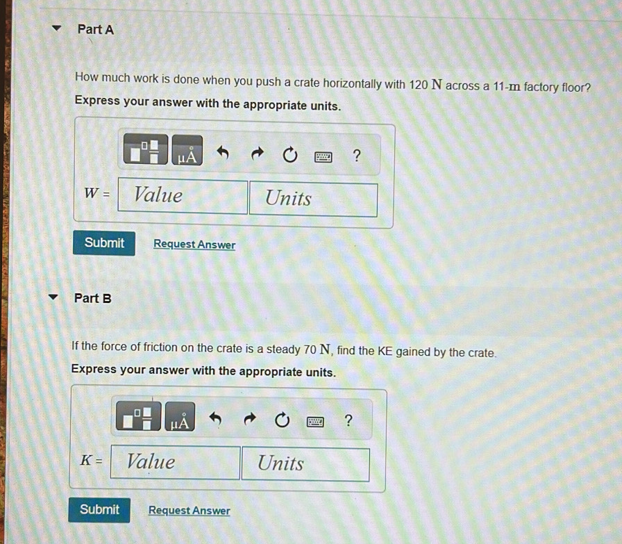 Solved: How much work is done when you push a crate horizontally with ...