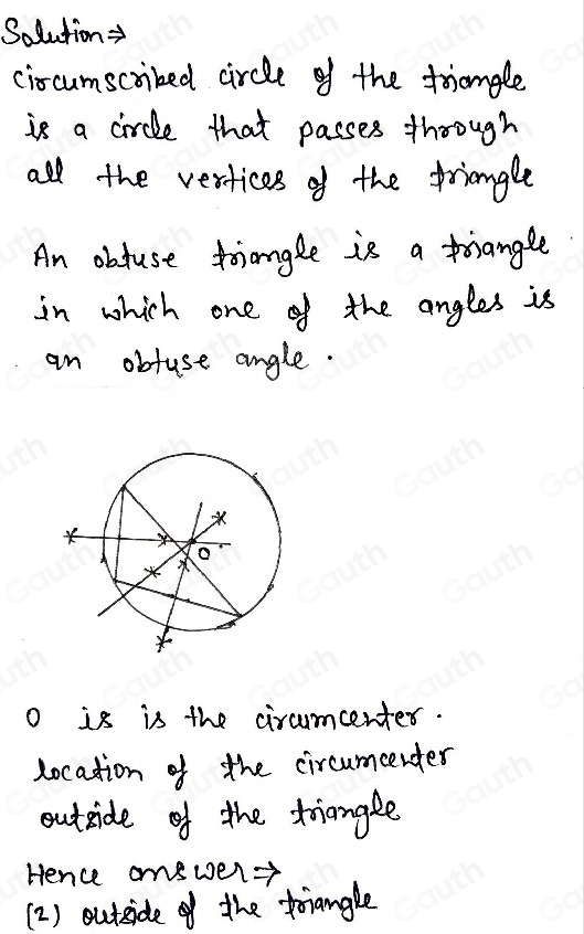 Solved: CONSTRUCTION Draw an obtuse triangle. Find the circumcenter ...