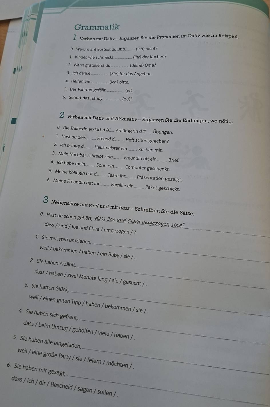 Gelöst:Grammatik 1 Verben mit Dativ - Ergänzen Sie die Pronomen im ...