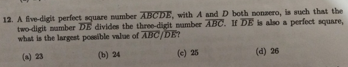 Solved: A five-digit perfect square number overline ABCDE , with A and ...
