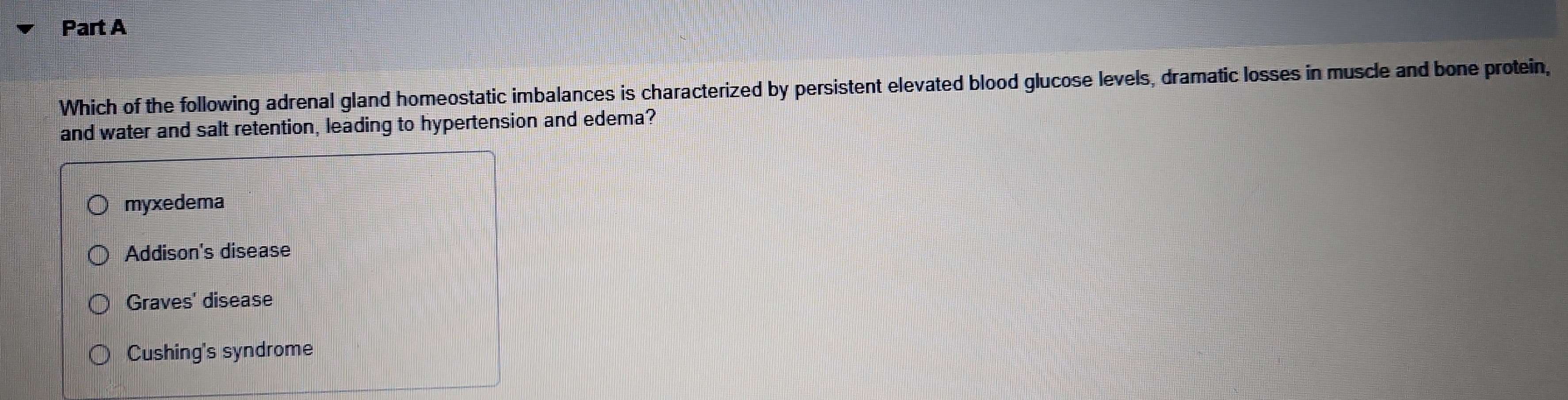 Solved: Which of the following adrenal gland homeostatic imbalances is ...