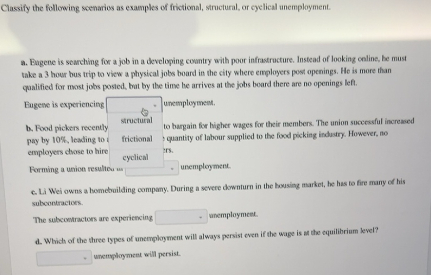 Solved: Classify the following scenarios as examples of frictional ...
