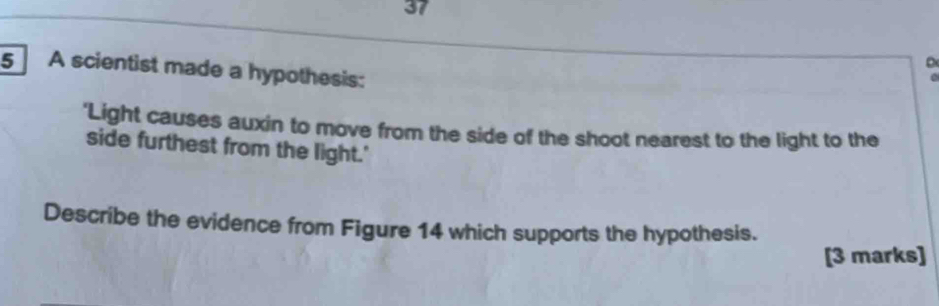 Solved: A scientist made a hypothesis: 'Light causes auxin to move from ...