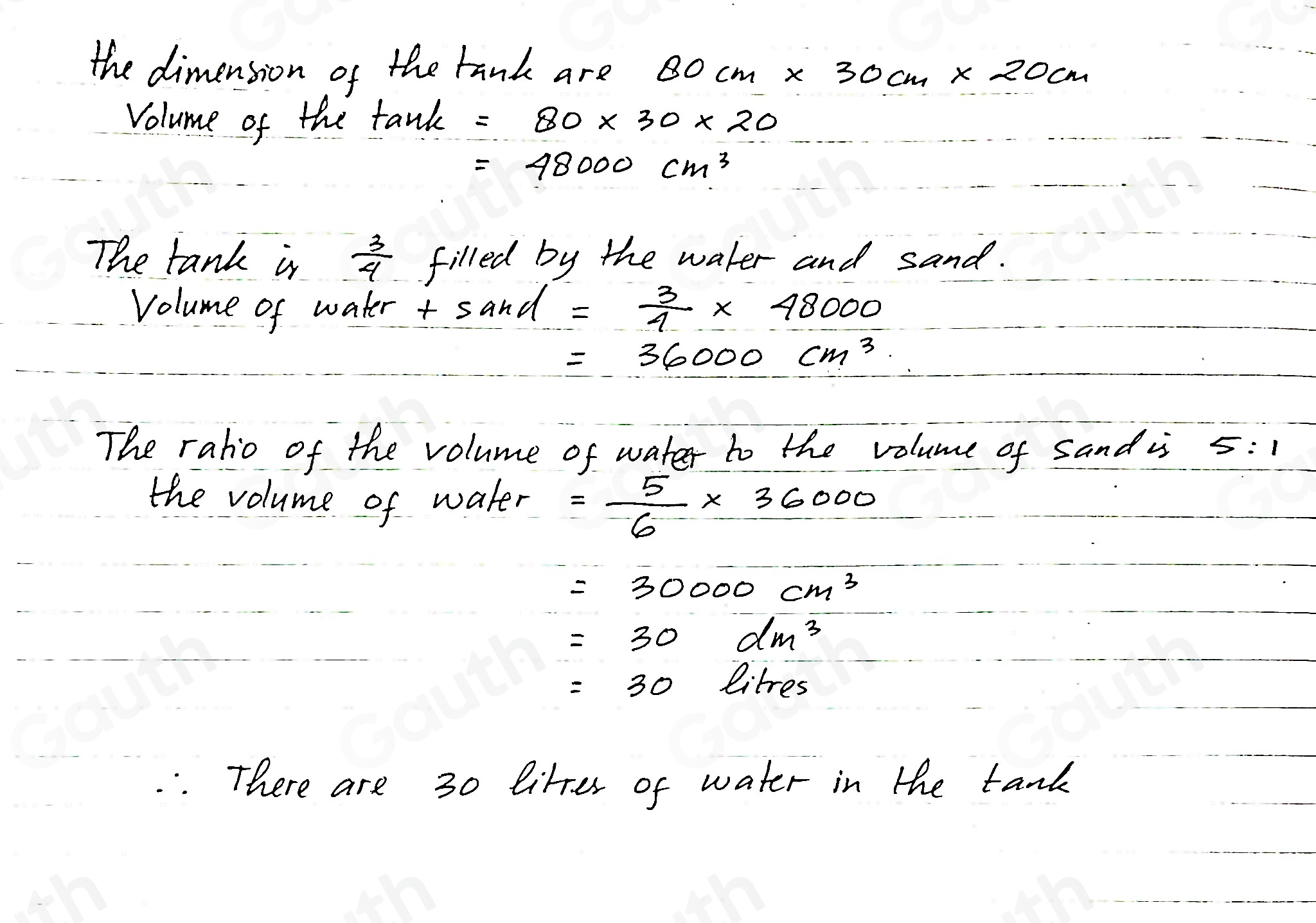 Solved: The diagram shows a fish tank in the shape of a cuboid. The ...