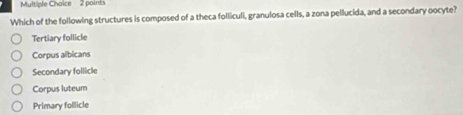 Solved: Which of the following structures is composed of a theca ...