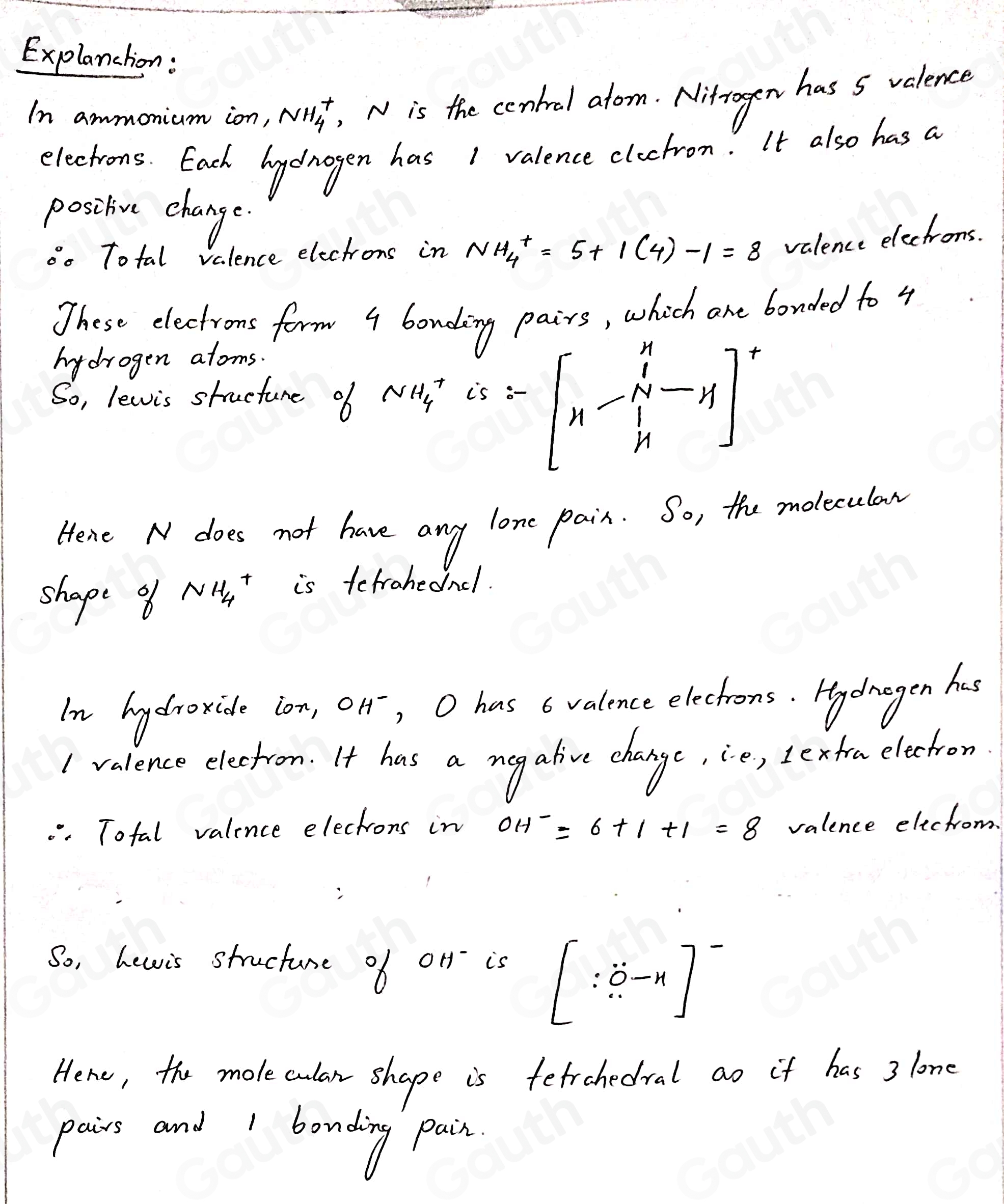 Solved: Draw the Lewis dot structures for the ammonium ion and the ...
