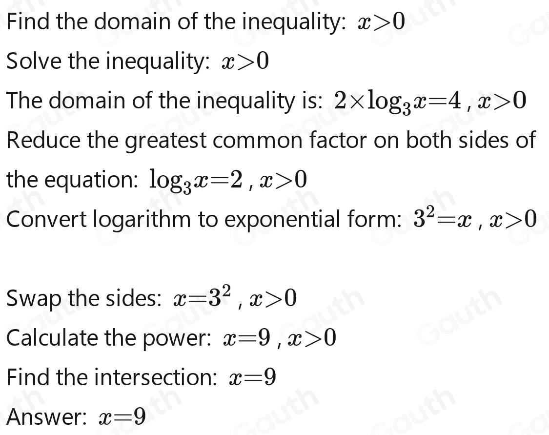 Solved: Which of the following is true regarding the solutions to the logarithmic equation below ...