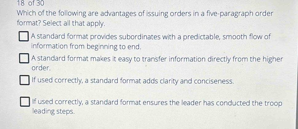 Solved: of 30 Which of the following are advantages of issuing orders ...