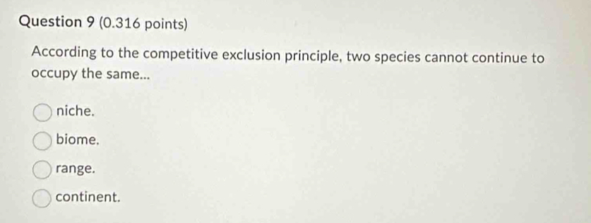 Solved: According to the competitive exclusion principle, two species ...