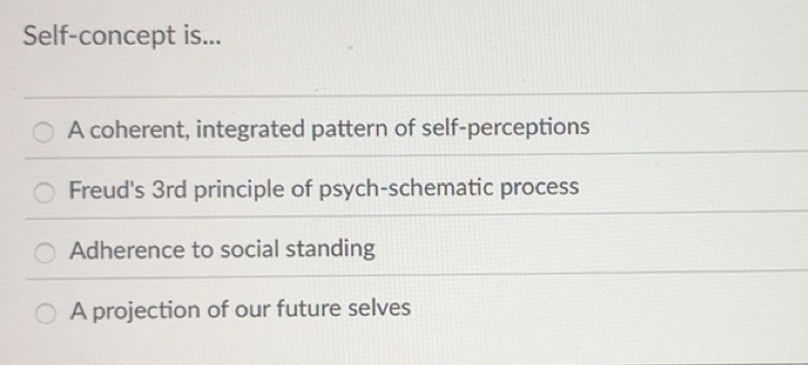 Solved: Self-concept is... A coherent, integrated pattern of self ...