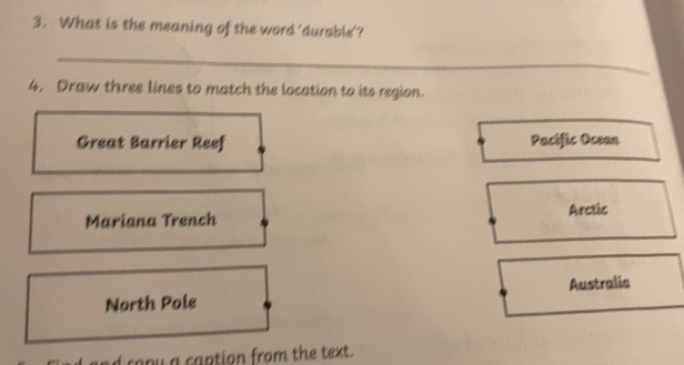 Solved: What is the meaning of the word 'durable'? 4. Draw three lines ...