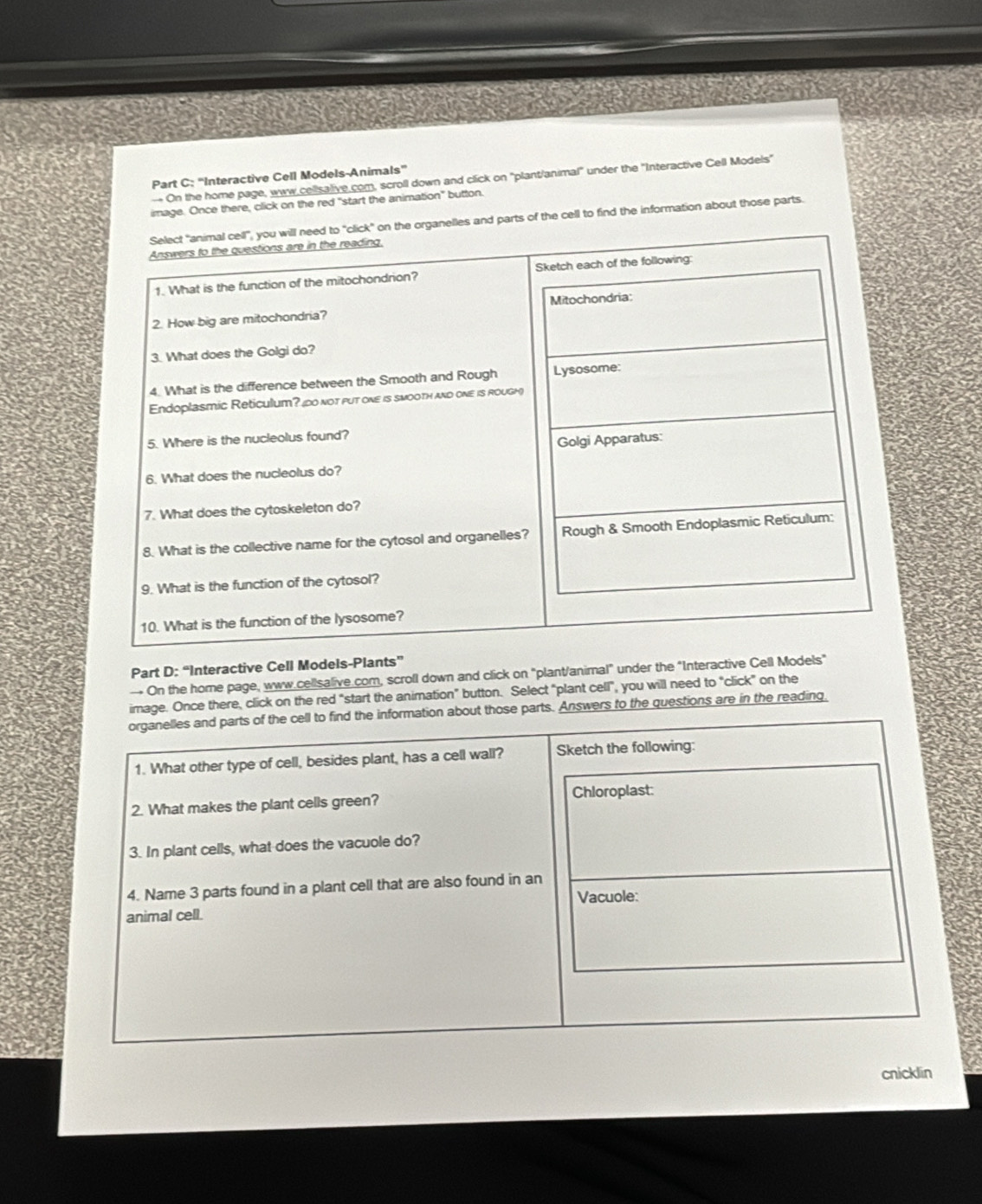 Solved: 'Interactive Cell Models-Animals' → On the home page, www ...