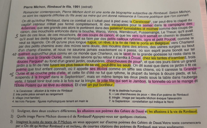 Résolu :Pierre Michon, Rimbaud le fils, 1991 (extrait) Romancier ...