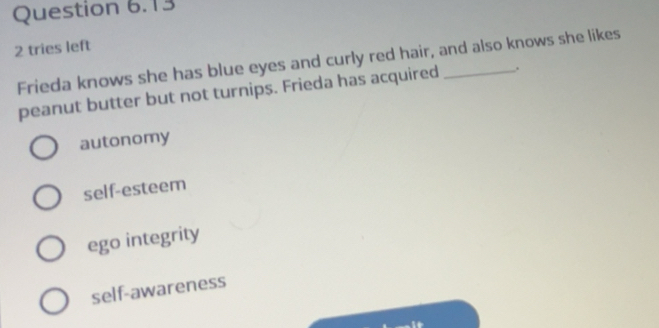 Solved: tries left Frieda knows she has blue eyes and curly red hair ...