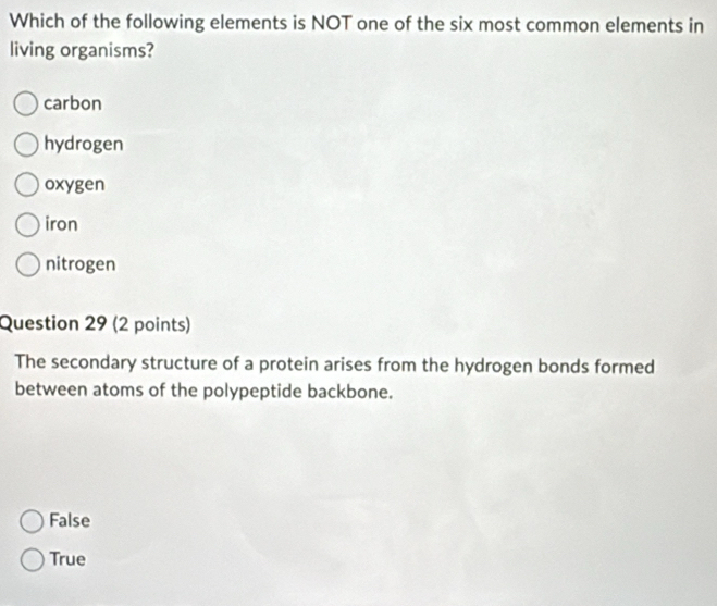 Solved: Which of the following elements is NOT one of the six most ...