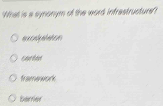 Solved: What is a synonym of the word infrastructure? exoskelston UM ...