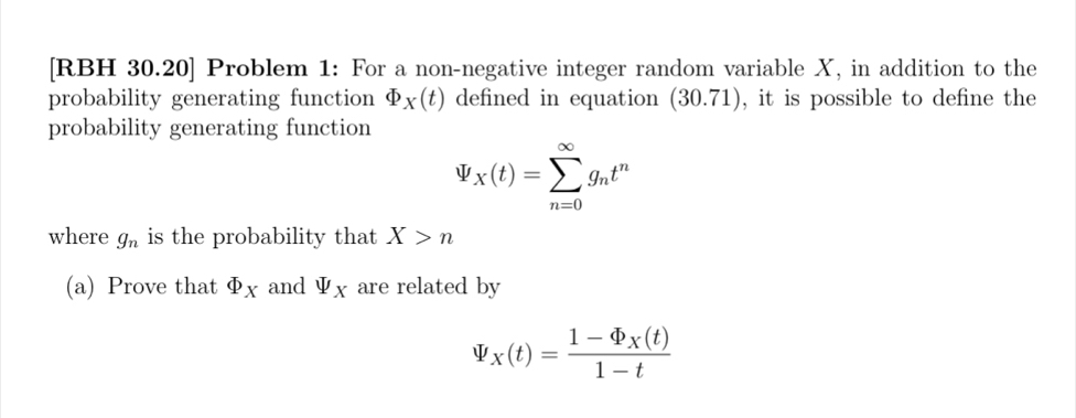 Solved: [RBH 30.20] Problem 1: For a non-negative integer random ...