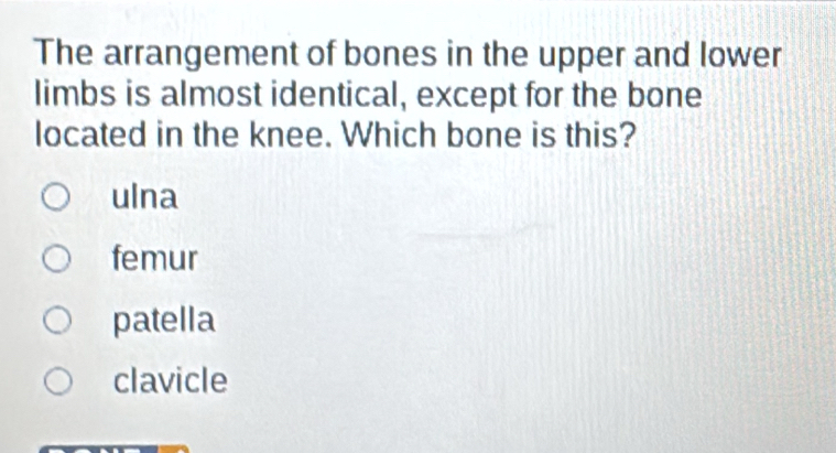 Solved: The arrangement of bones in the upper and lower limbs is almost ...