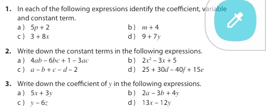 Solved: In each of the following expressions identify the coefficient ...