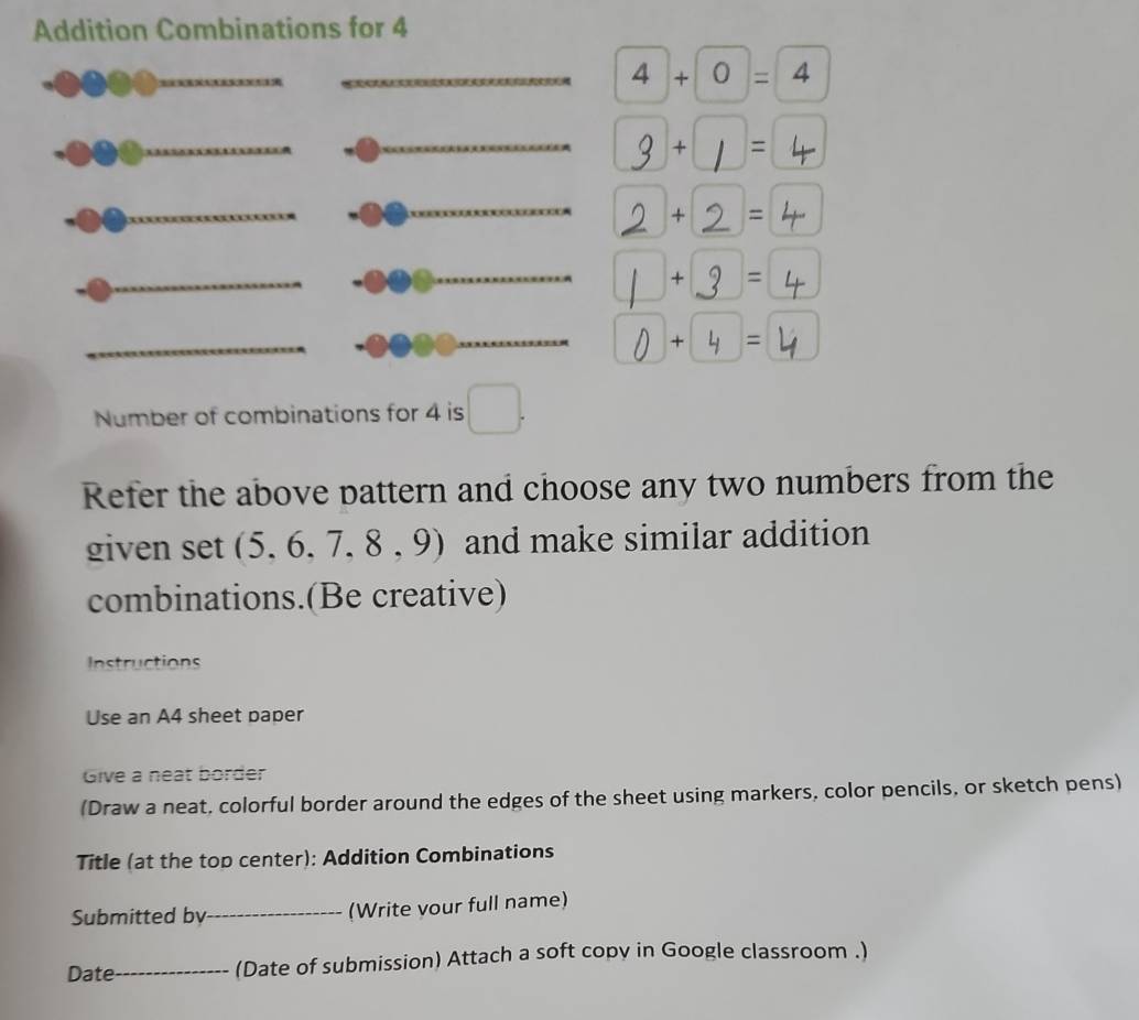 تم الحل:Addition Combinations for 4 _ _ _ 4+0=4 _ _ 3+j=4 _ _ 2 + 2 = 4 ...