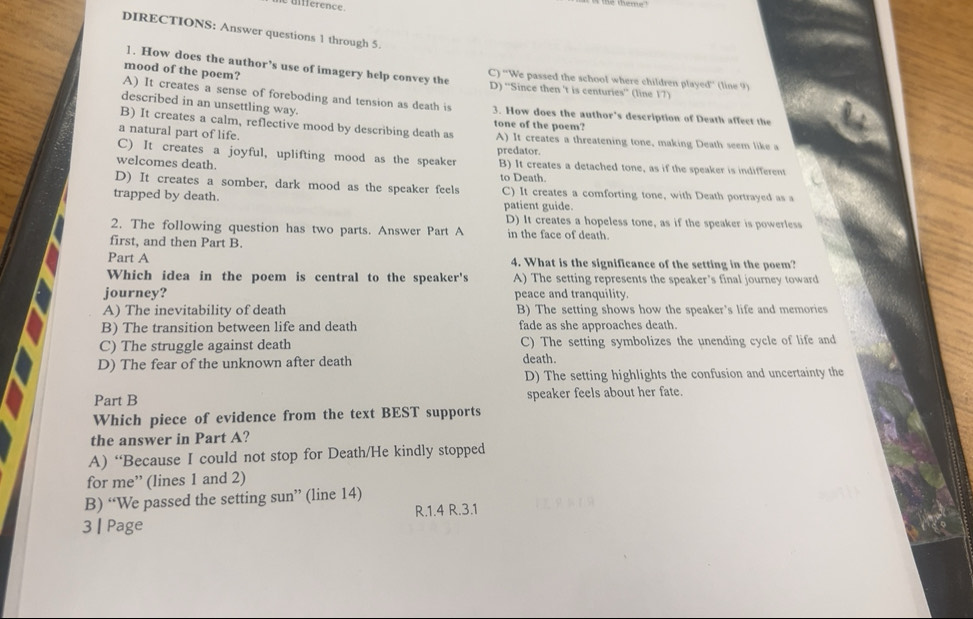 Résolu :différence DIRECTIONS: Answer questions 1 through 5. 1. How ...