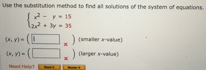 Solved: Use the substitution method to find all solutions of the system ...