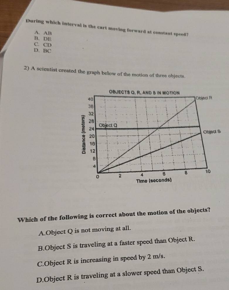 Solved: During which interval is the cart moving forward at constant ...