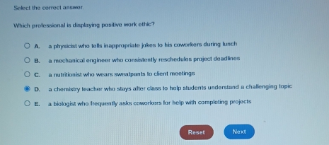 Solved: Select the correct answer. Which professional is displaying ...