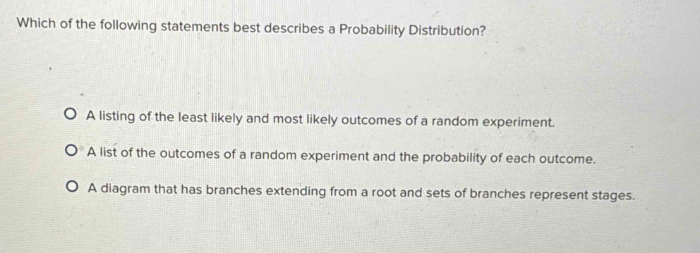 Solved: Which of the following statements best describes a Probability ...