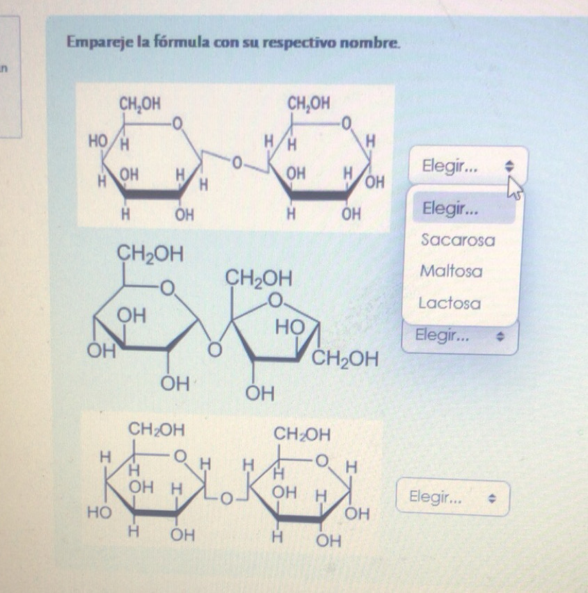 Resuelto:Empareje la fórmula con su respectivo nombre. n Elegir ...