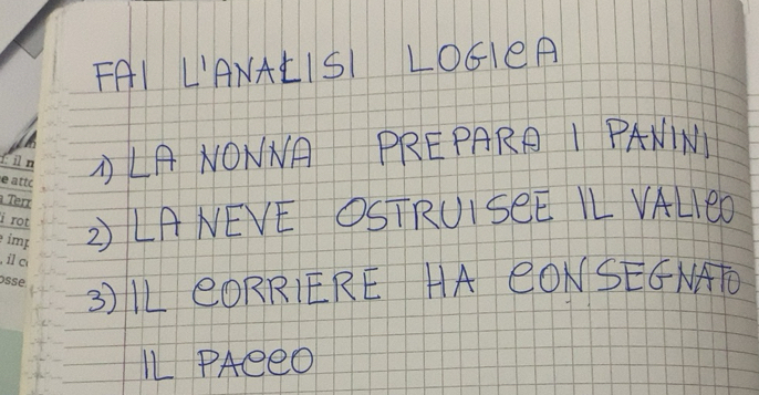 Risolto:FAI LIANALISI LOG1CA LA NONNA RREPARA PANM ② LANEVE OSTRUISEE ...