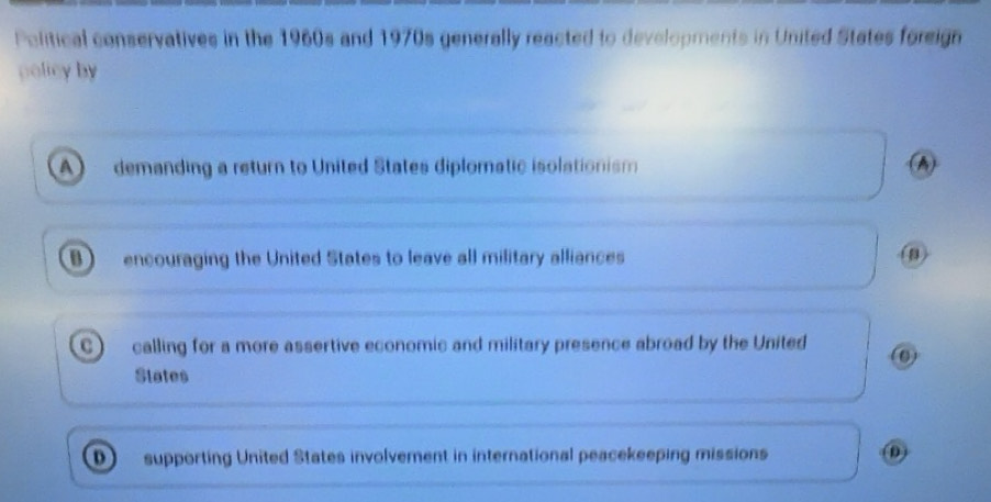 Solved: Political conservatives in the 1960s and 1970s generally ...