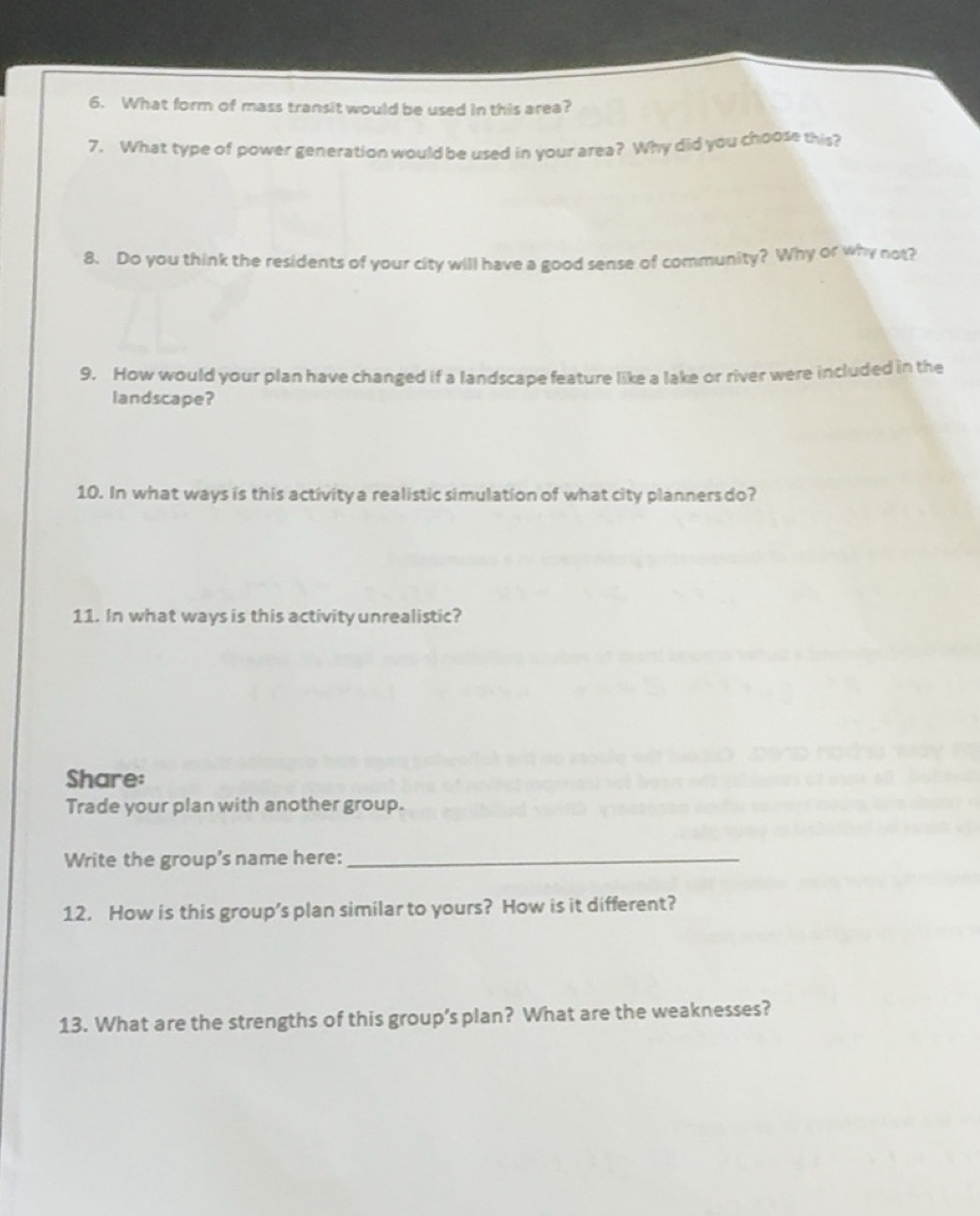 Solved: What form of mass transit would be used in this area? 7. What ...
