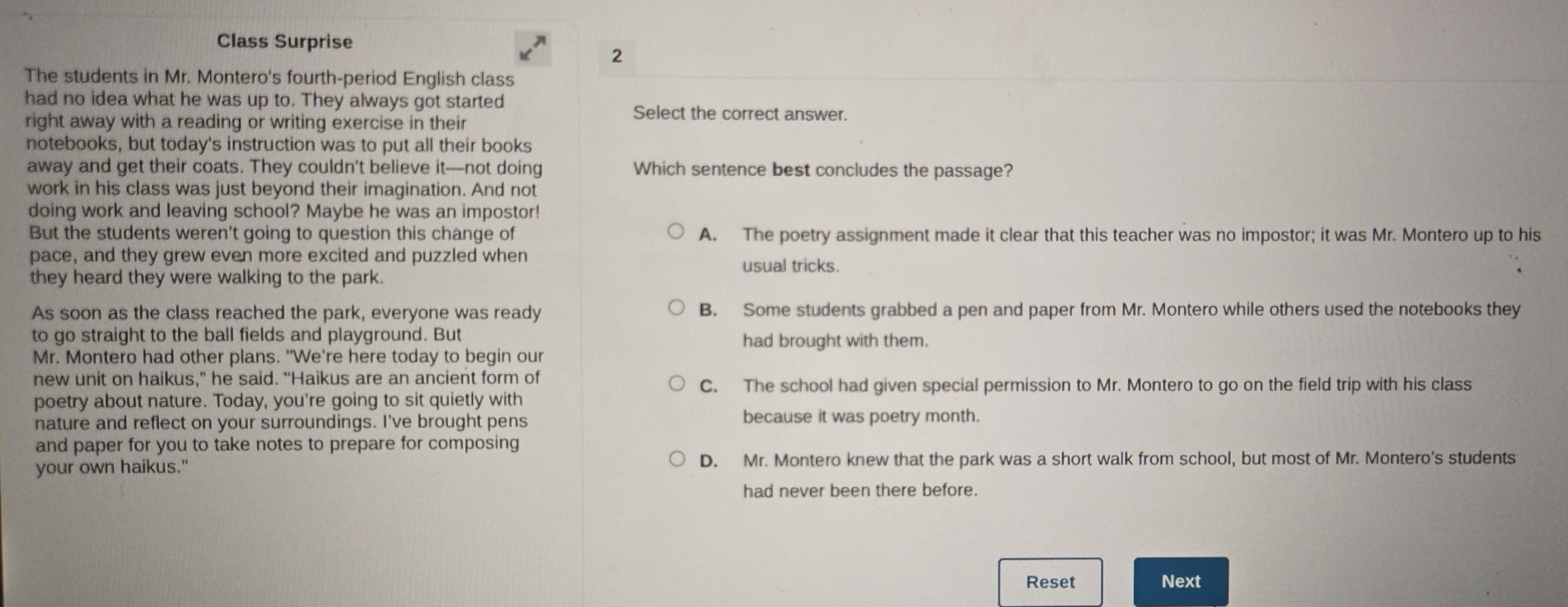 Solved: Class Surprise 2 The students in Mr. Montero's fourth-period ...