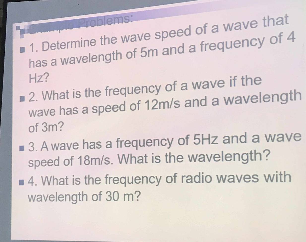 Solved: io Problems: 1. Determine the wave speed of a wave that has a ...