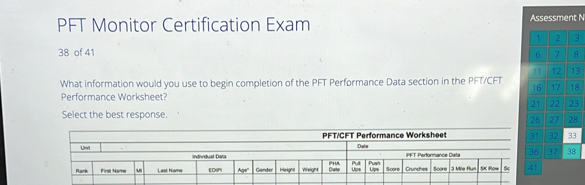 Solved: PFT Monitor Certification Exam Assessment N 1 2 3 38 of 41 6 7 ...