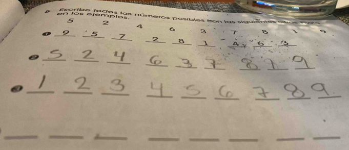 Resuelto:en los ejemplos. E esode elodos los números posibles con las ...
