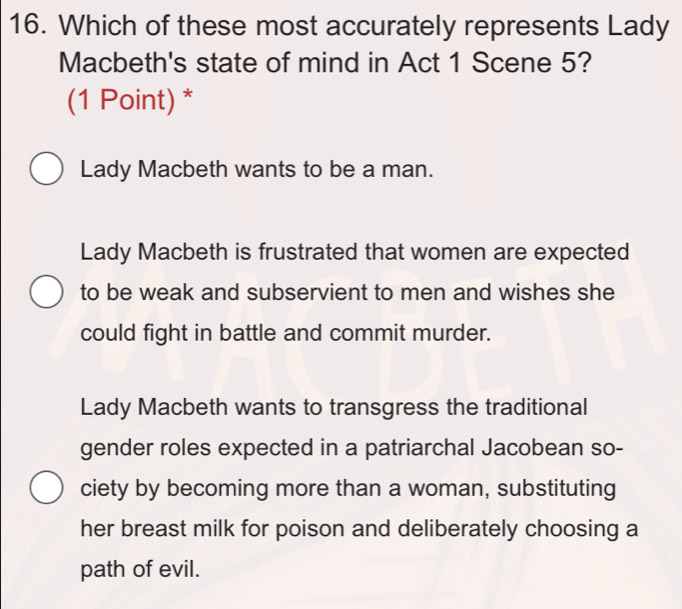 Solved: Which of these most accurately represents Lady Macbeth's state ...