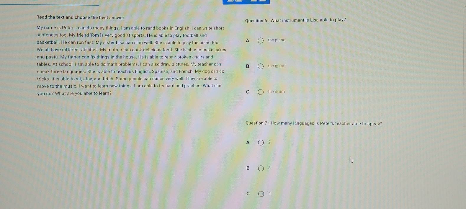 Giải quyết:Read the text and choose the best answer. Question 6 : What ...